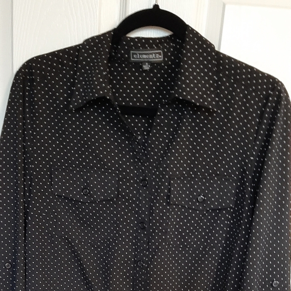 Elementz | Tops | Elements Black With White Polka Dots Blouse Size ...